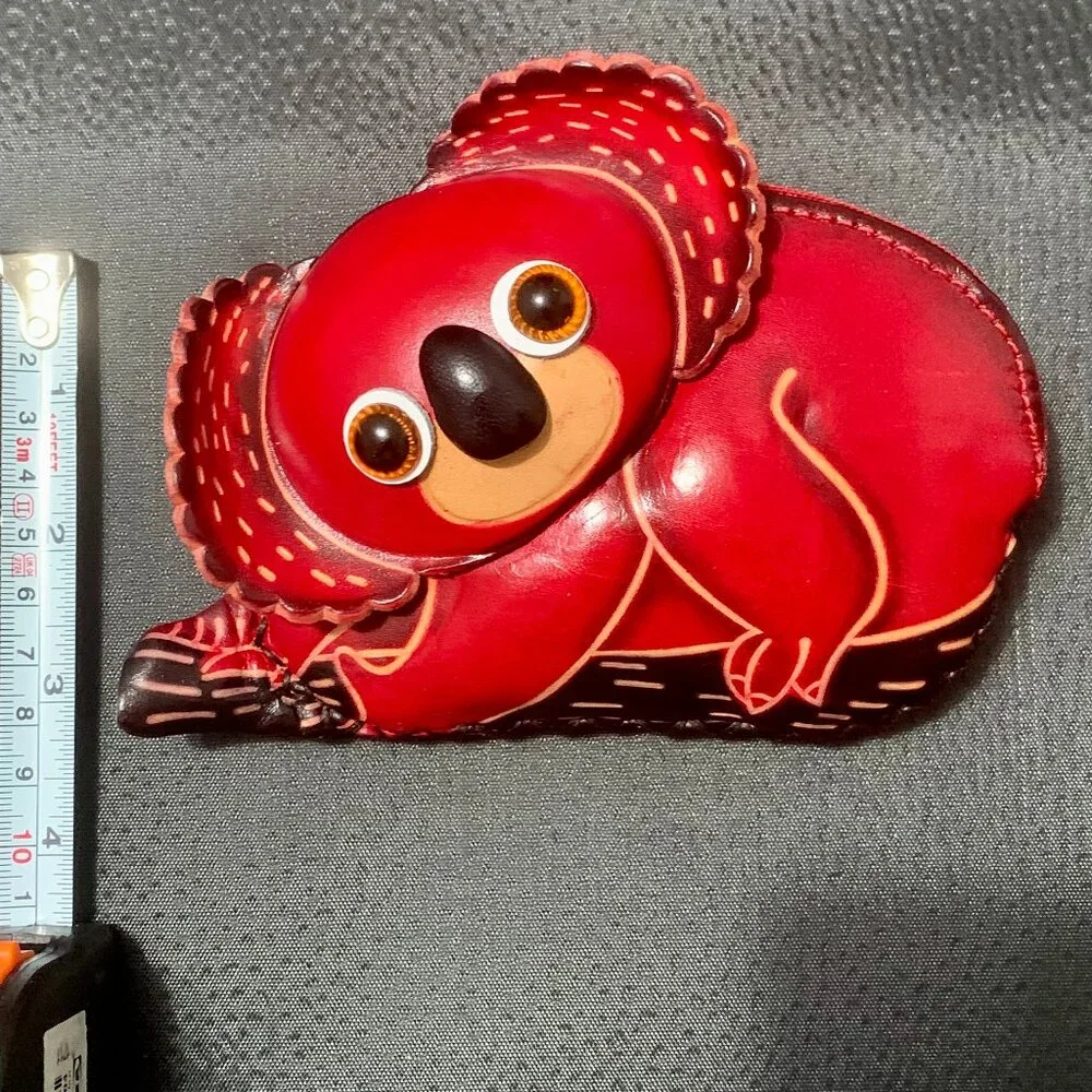Handmade | Bags | Handmade Red Leather Koala Coin Purse Cute Animal ...